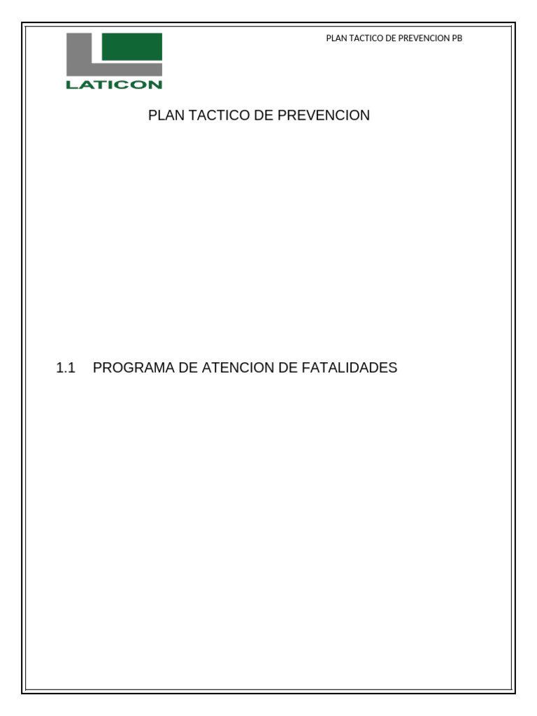 Portadas Plan Tactico de Prevencion | PDF