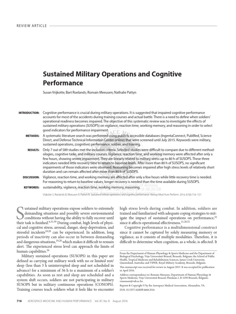 Sustained_Military_Operations_and_Cognit | PDF | Mental Chronometry ...