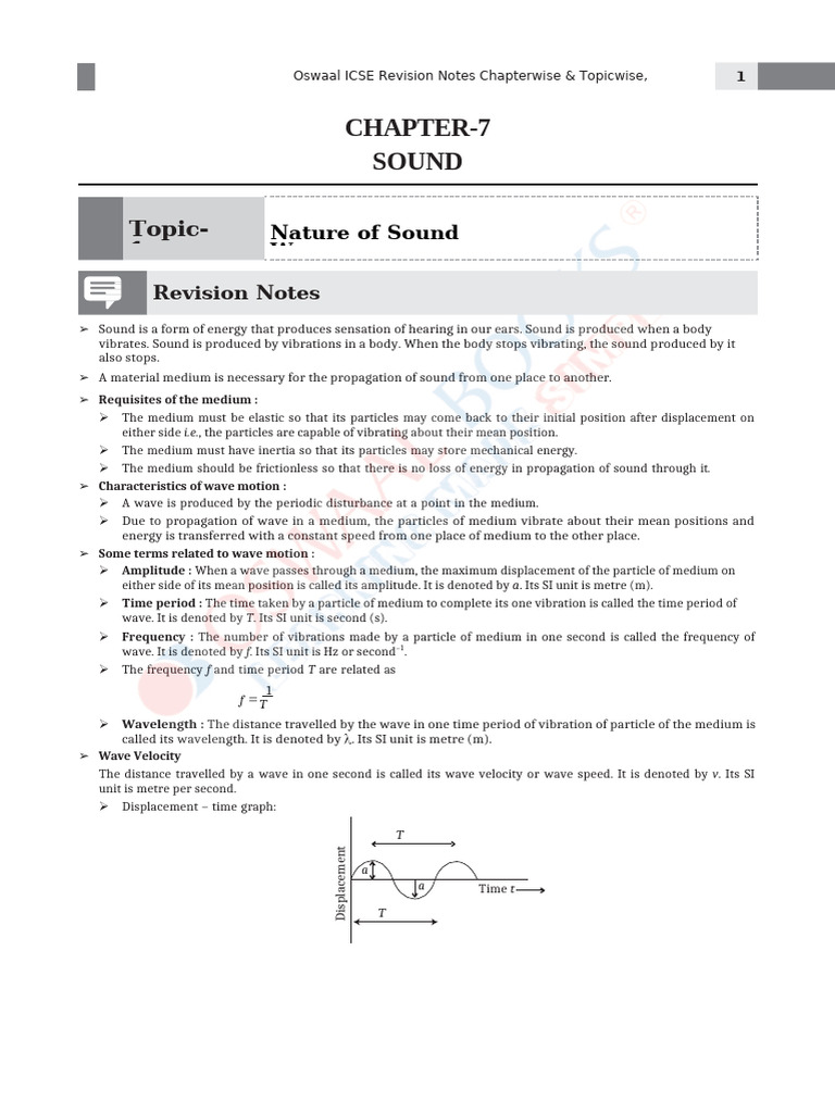 ICSE Class 9 Physics Sound & Electricity Notes | PDF | Sound | Waves