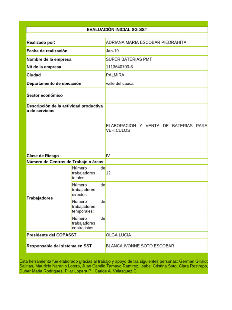 ANEXO 3.Linea Basal (Evaluacion Inicial) | PDF | Auditoría | Riesgo