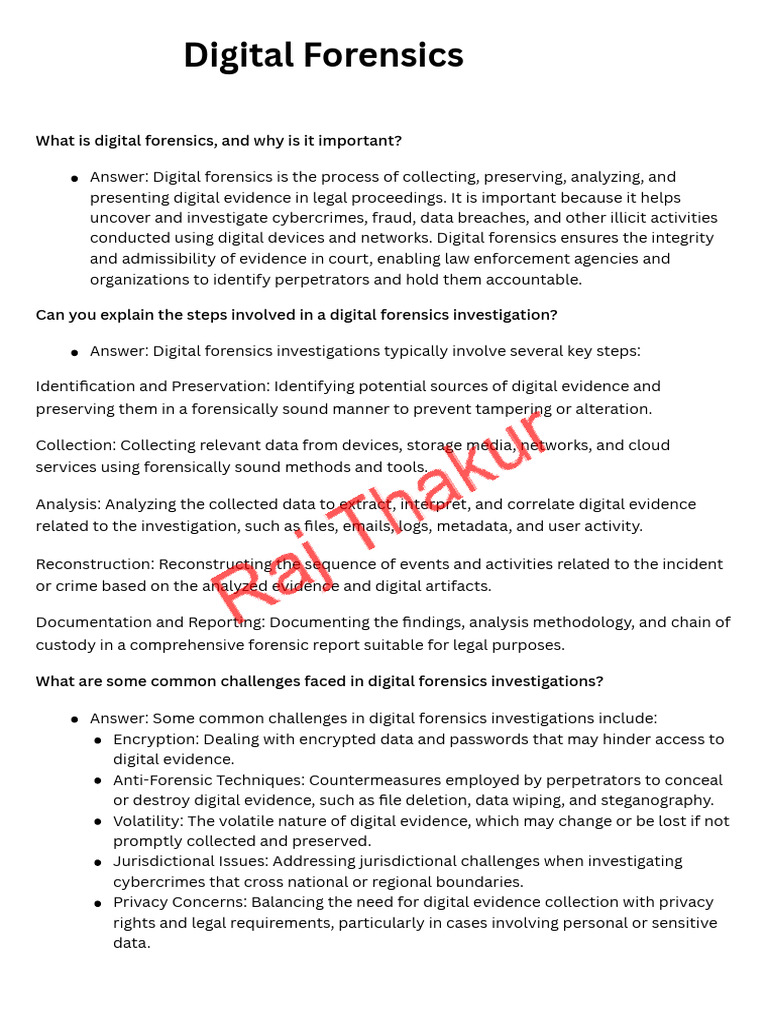 Digital Forensics Interview Questions | PDF | Digital Forensics ...