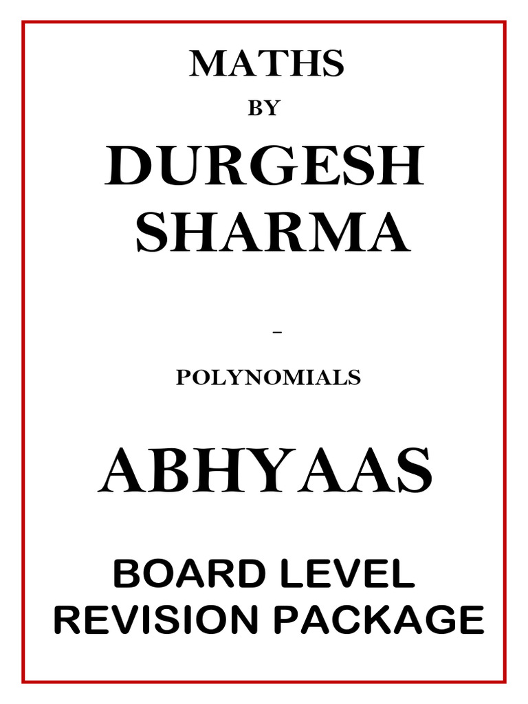2. Polynomials Revision Package | PDF | Quadratic Equation | Polynomial