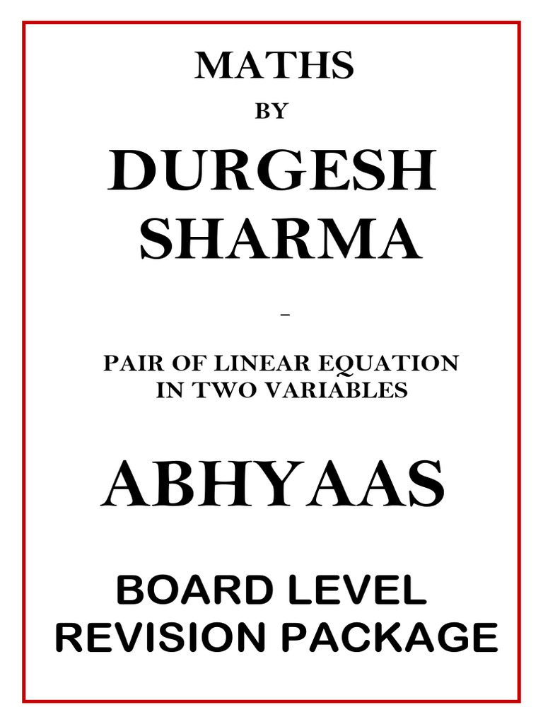 3. Linear Equation Revision Package | PDF | Equations | Area