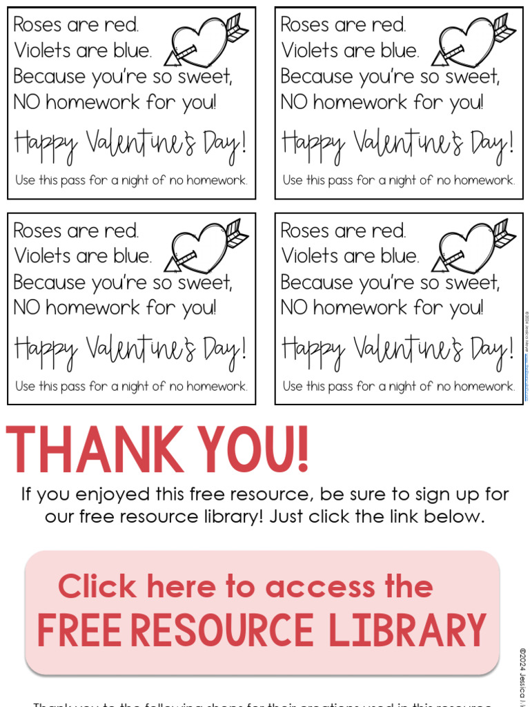 Valentine’s Day No Homework Pass | PDF