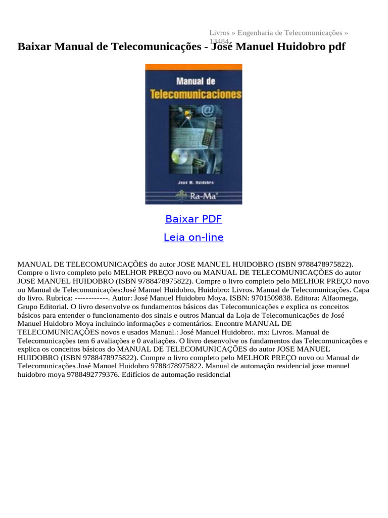 Manual de Telecomunicações Huidobro | PDF