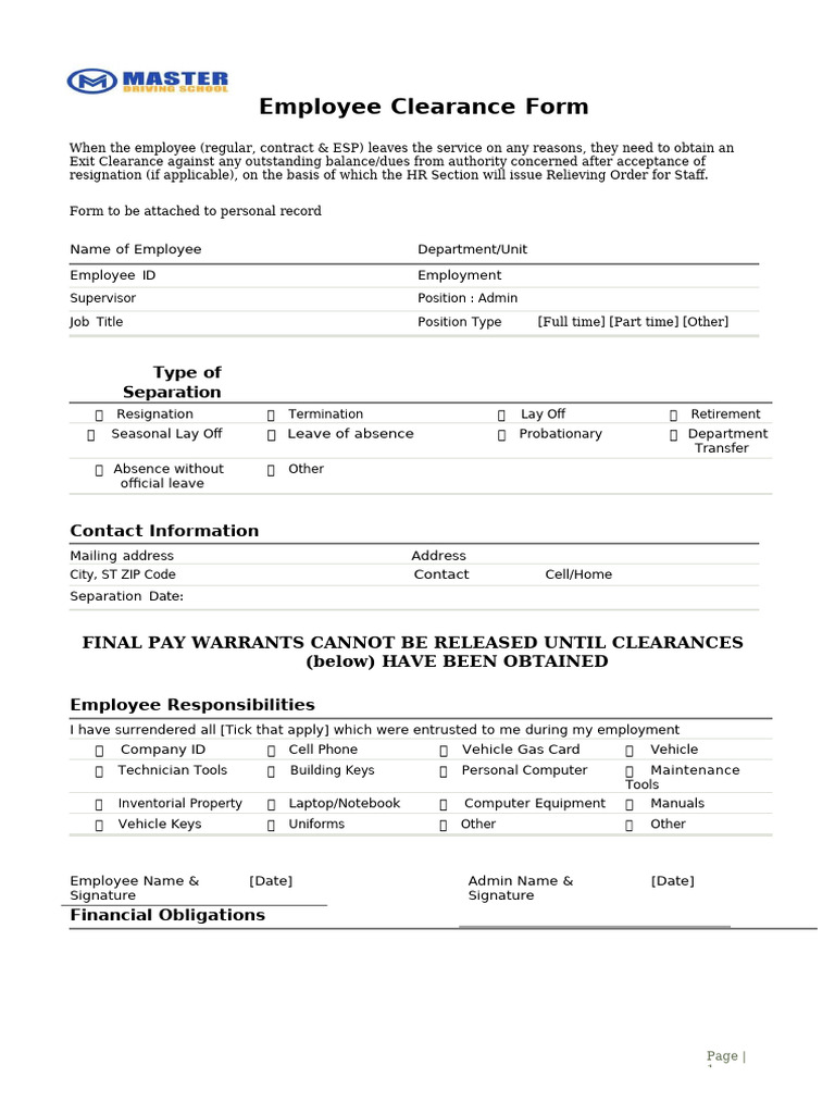 Employee Clearance Process Overview | PDF | Employment | Credit Card