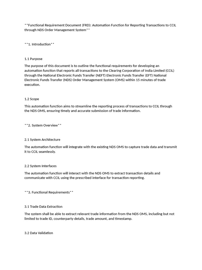 Functional Requirement Document_CCIL | PDF | Software Testing | Automation