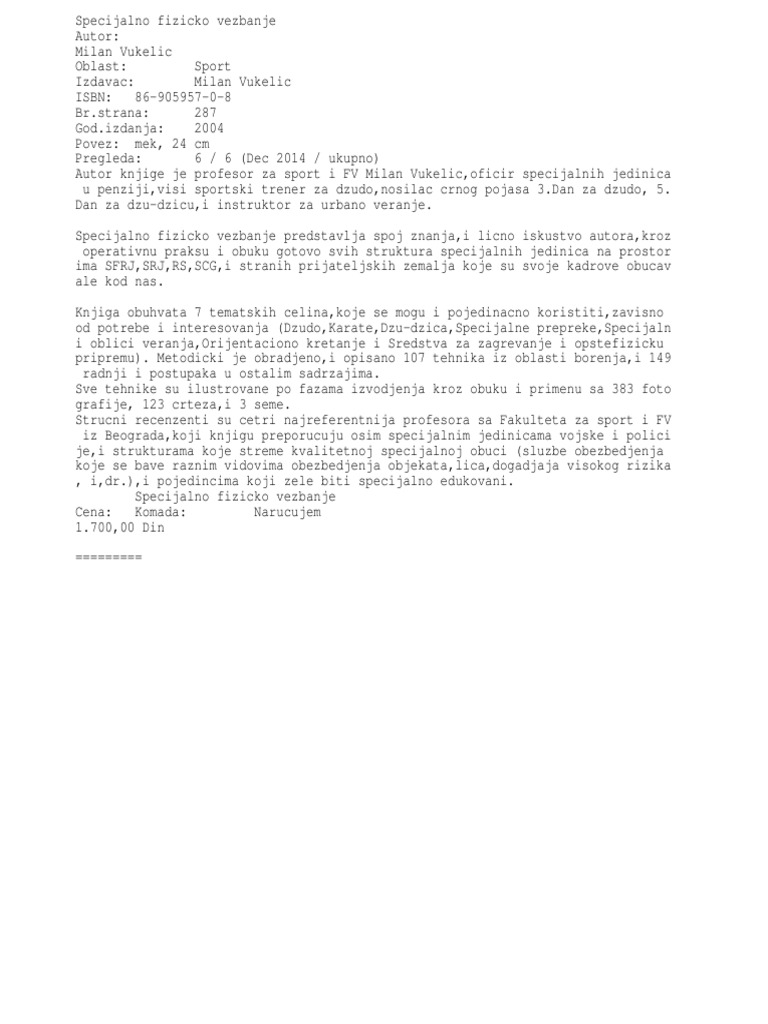 Spec Fizicko Vaspitanje PDF Free | PDF