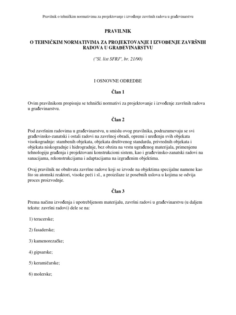 Pravilnik o Tehnickim Normativima Za Pro | PDF