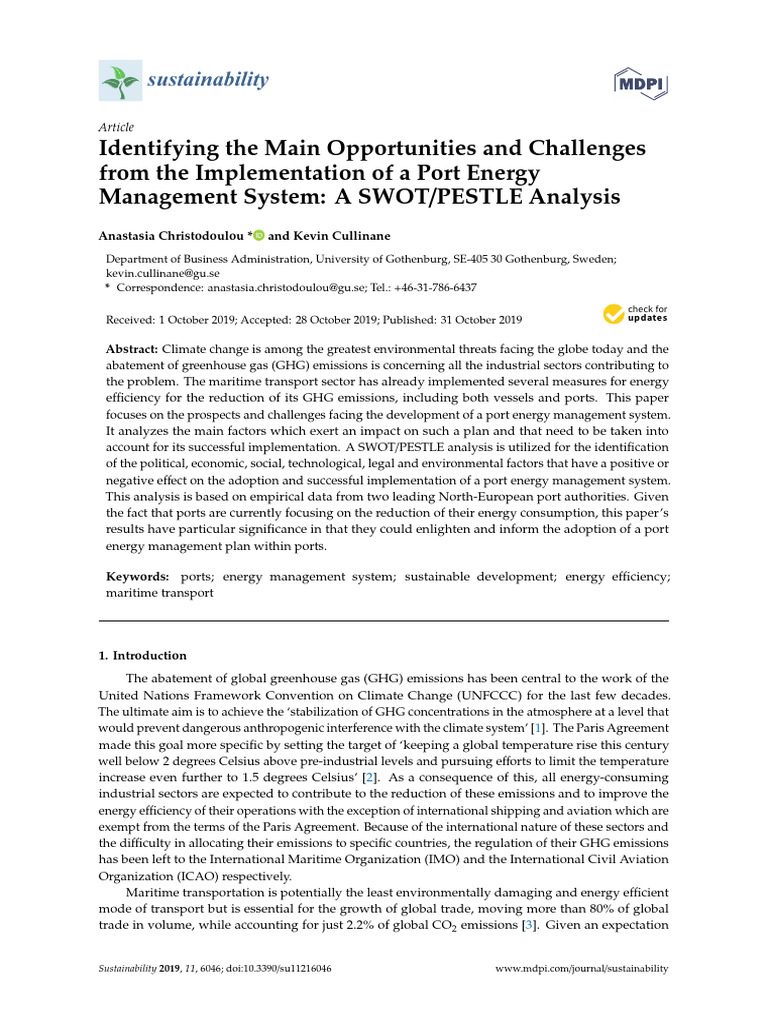 Sustainability 11 06046 | PDF | Swot Analysis | Energy Management