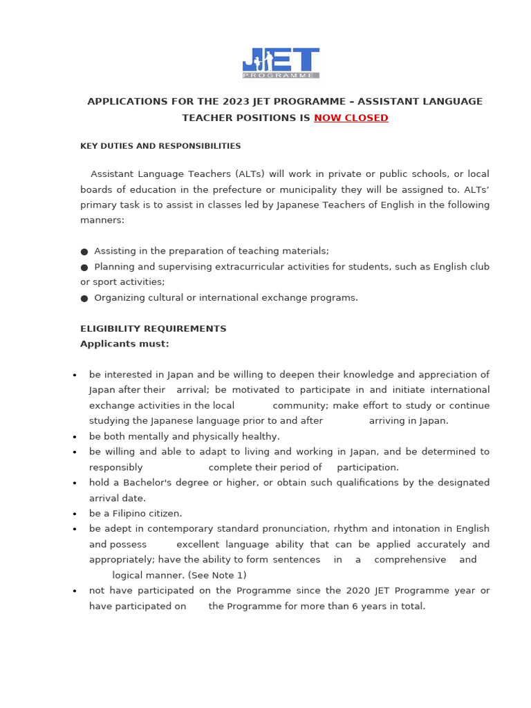 JET PROGRAME | PDF | Teachers