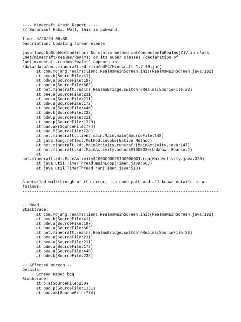 Crash 2024 04 20 - 08.30.31 Client | PDF | Java (Programming Language ...