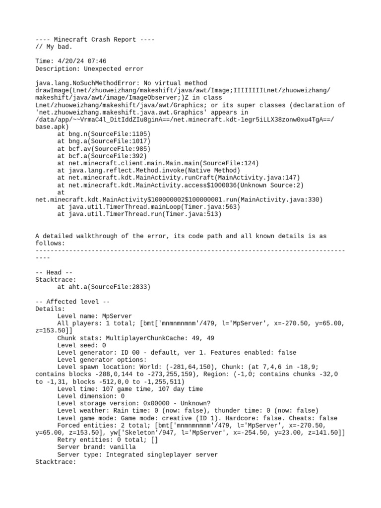 Crash 2024 04 20 - 07.46.48 Client | PDF | Java (Programming Language ...