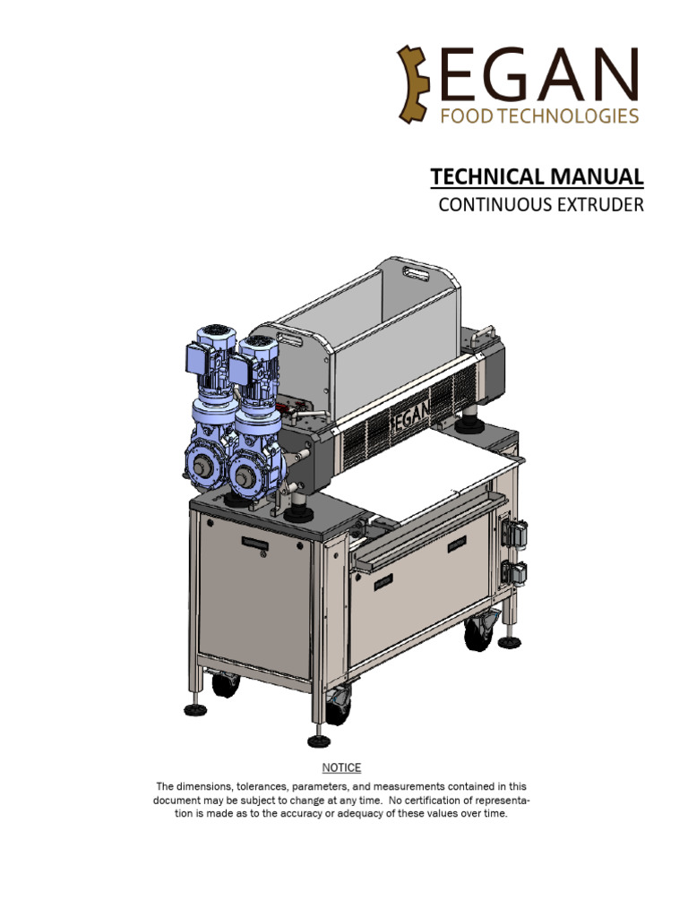 Egan Continuous Extruder Manual | PDF | Extrusion | Bearing (Mechanical)