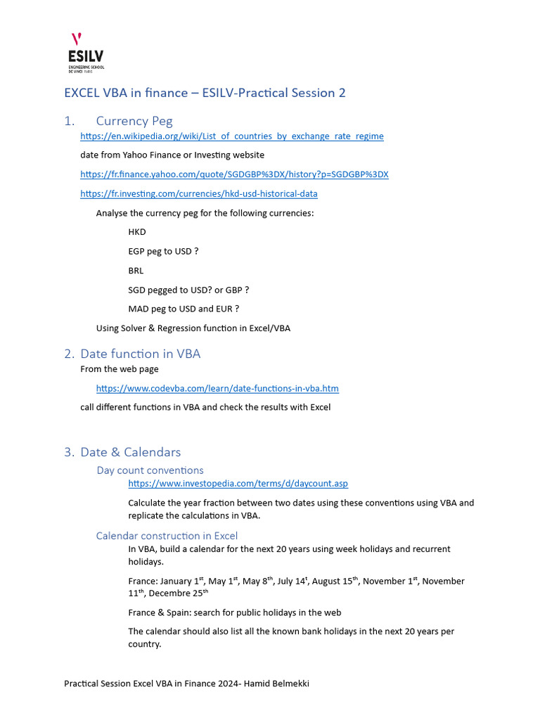 2.EXCEL VBA in Finance - TD2 | PDF | Greeks (Finance) | Financial Markets