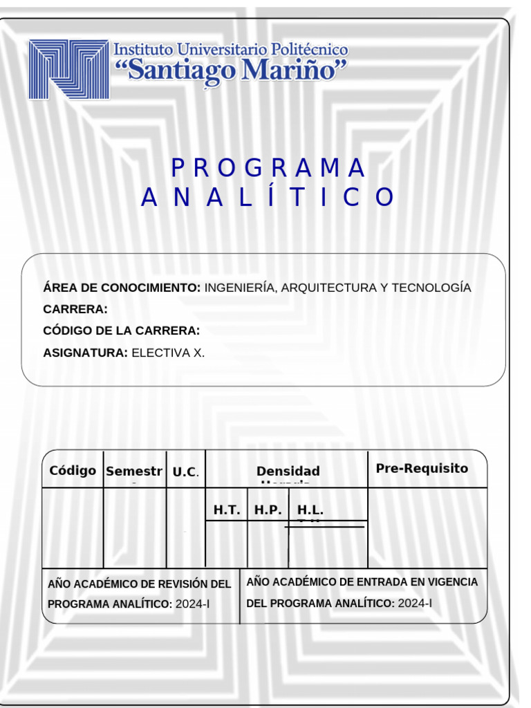Formato PROGRAMA ANALITICO | PDF