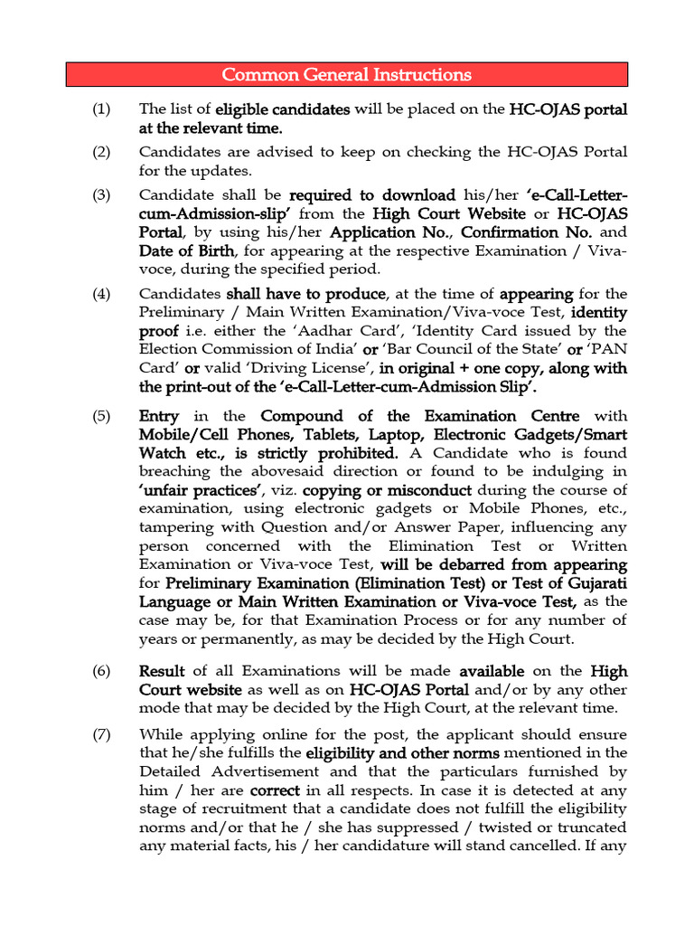 Common General Instructions | PDF