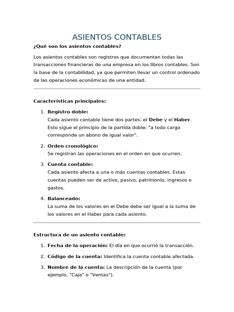 Asientos Contables: Guía Completa | PDF | Contabilidad | Negocios ...