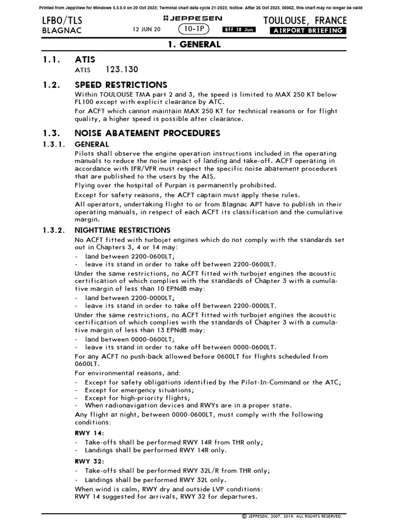 LFBO-OCT23 | PDF | Air Traffic Control | Instrument Flight Rules