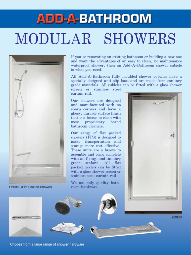 Easy-Clean Modular Shower Cubicles | PDF