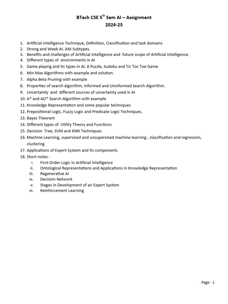 AI Assigbment 2024-25 | PDF
