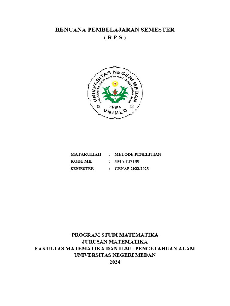 RPS - Metode Penelitian | PDF