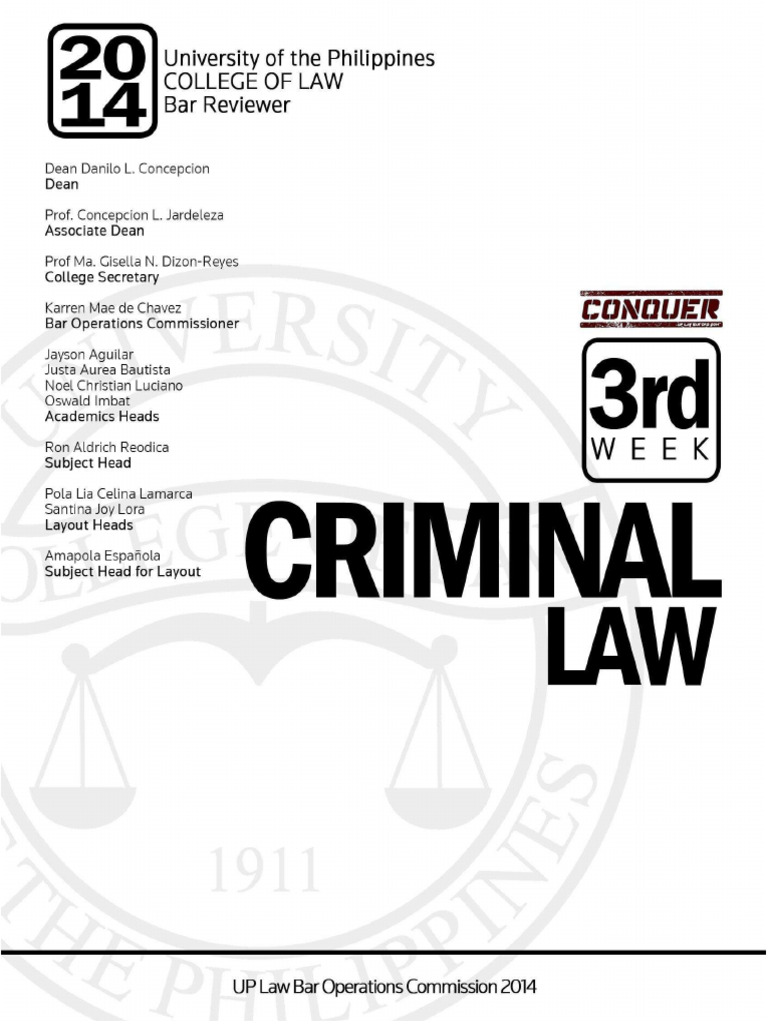 Up Law Boc Criminal Law 1 Criminal Law P | PDF | Criminal Law | Crimes