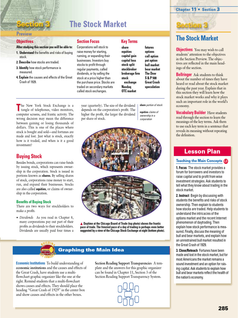 ch 11 section 3 | PDF | Stocks | Option (Finance)
