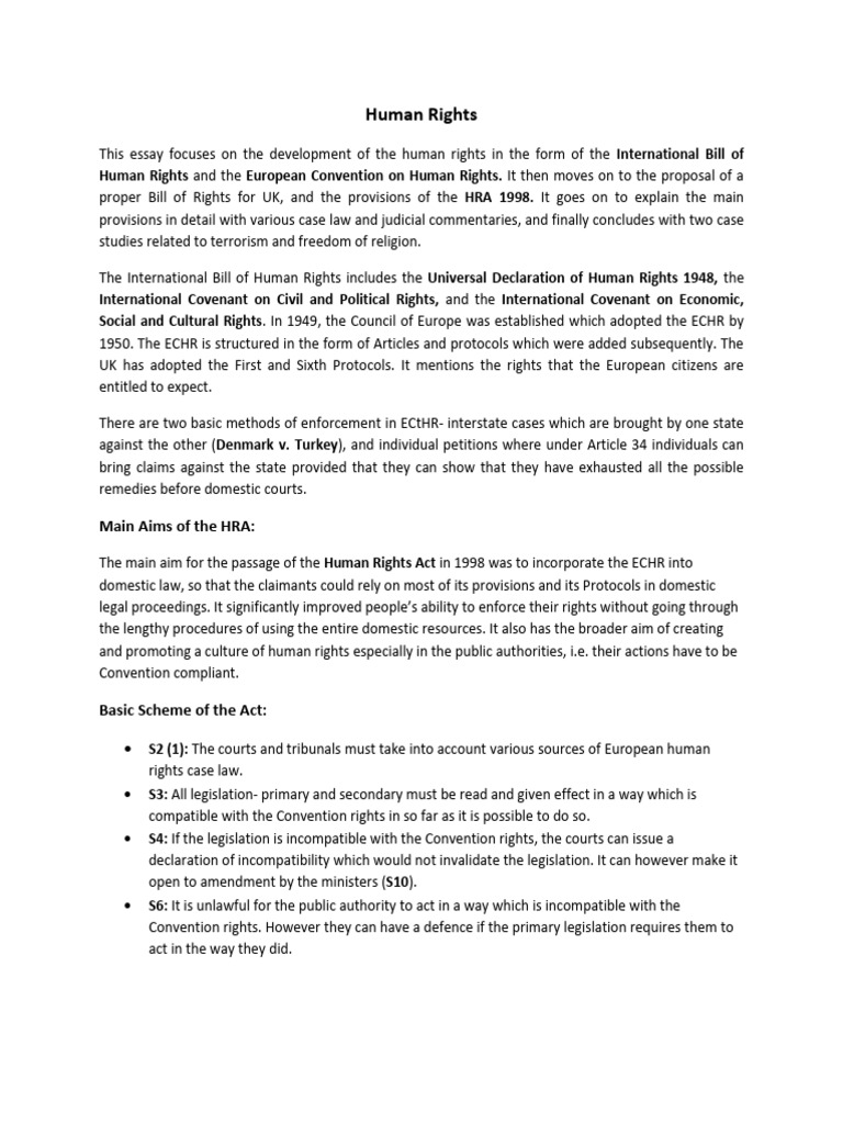 hra_notes[1] | PDF | European Convention On Human Rights | Legal Remedy