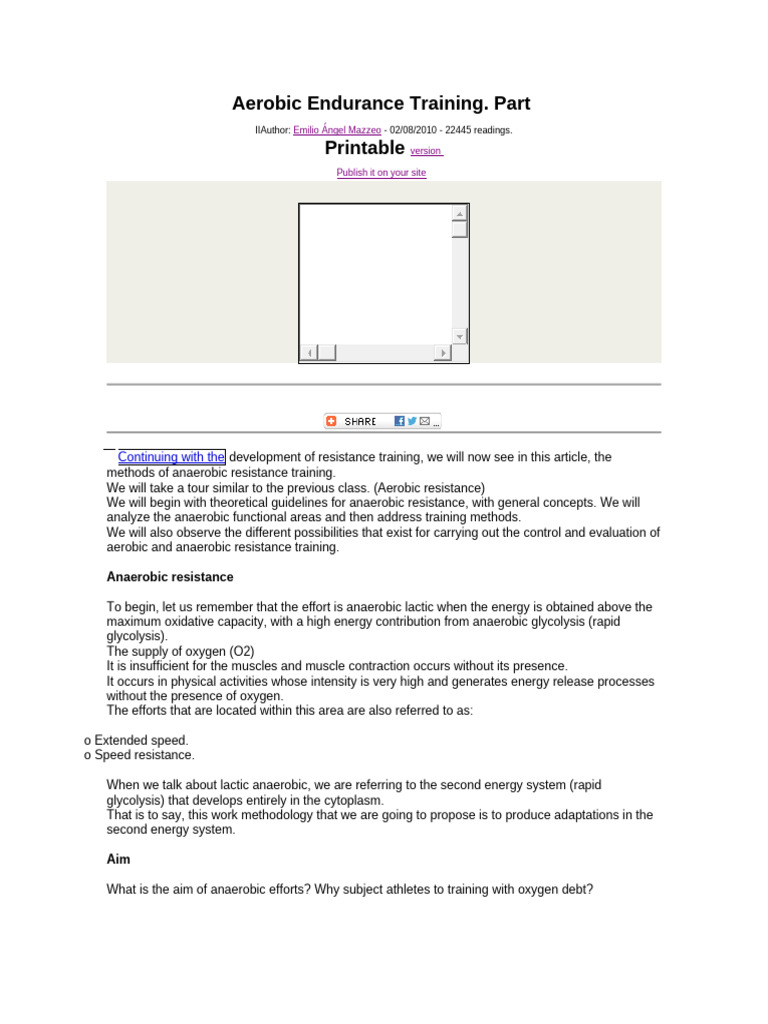 The training of Aerobic Endurance | PDF | Lactic Acid | Cellular Respiration