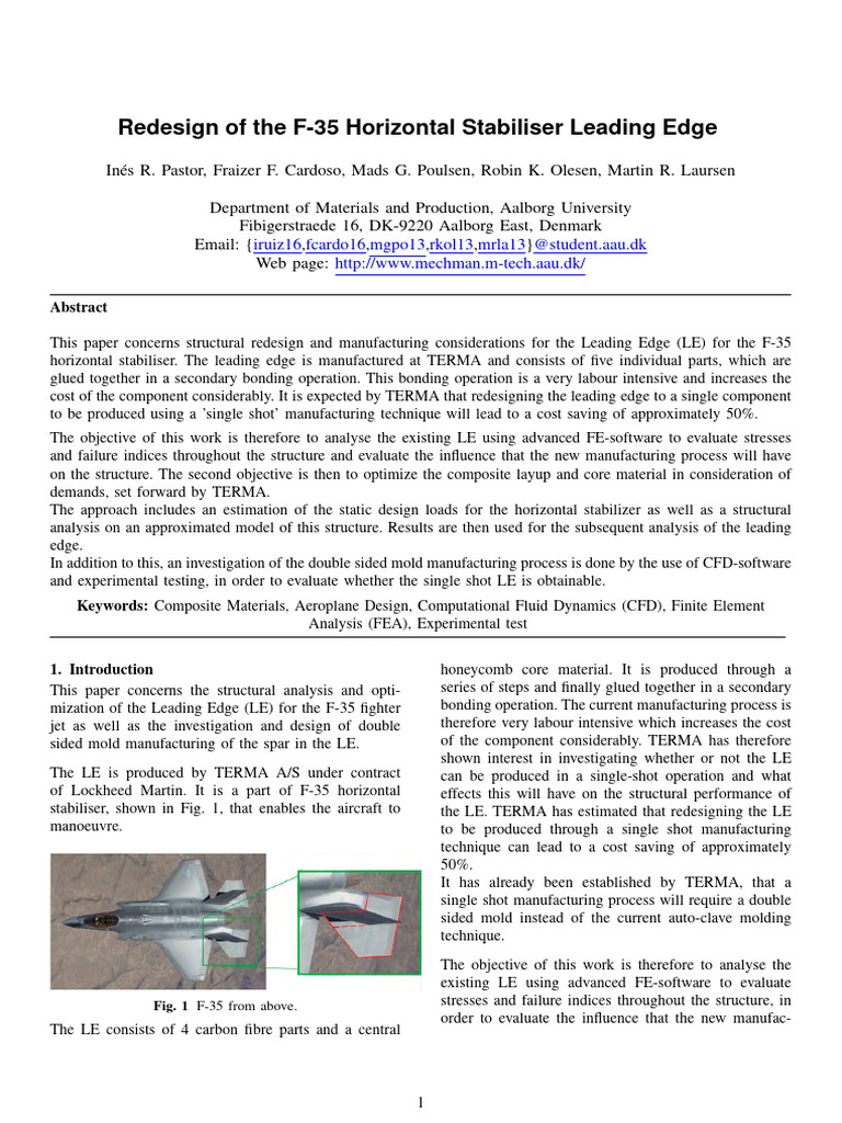 Redesign of the Leading Edge for Horizontal Stabiliser | PDF | Stress ...