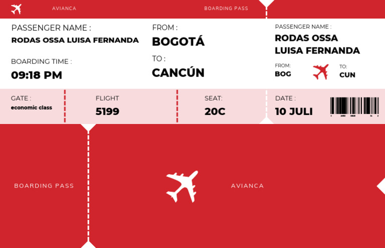 Red Modern Boarding Pass Arlines Ticket | PDF