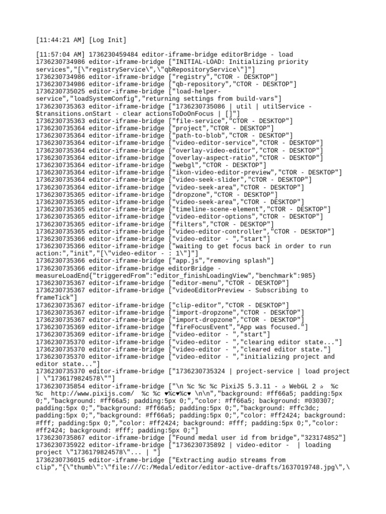 Video Editor Log Initialization | PDF | Digital Technology | Software
