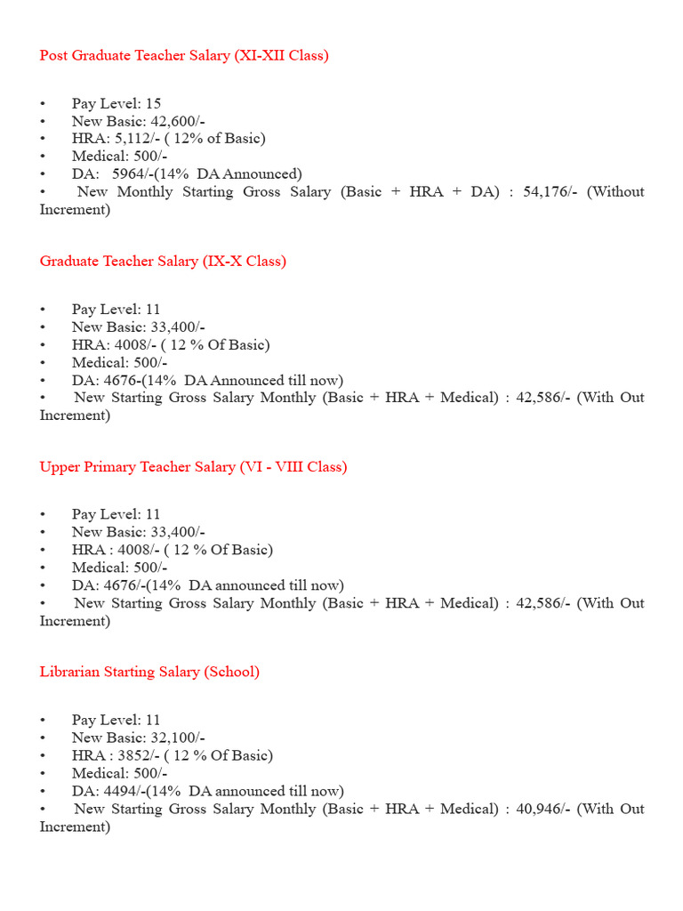 West Bengal Teacher Salary Breakdown | PDF