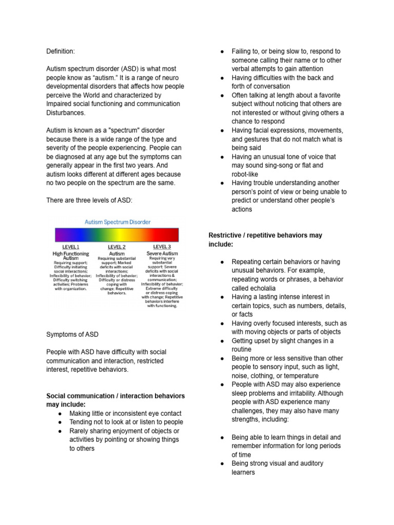 Autism spectrum diagnostics and characteristics | PDF | Autism ...
