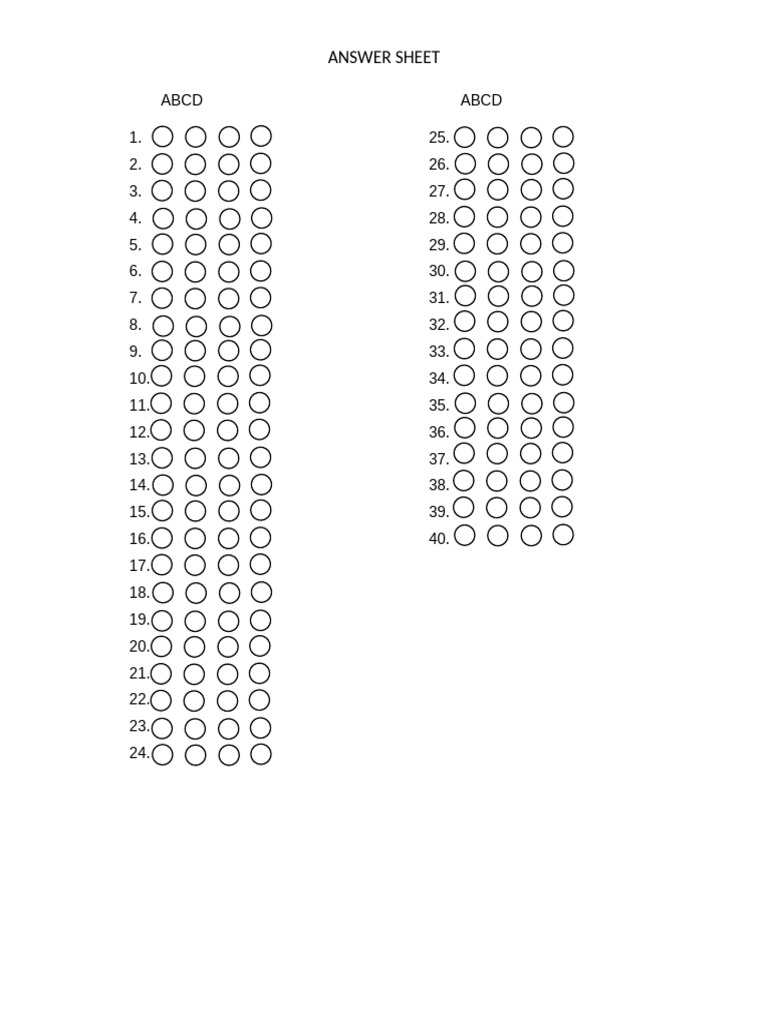 40-Question MCQ Answer Sheet PDF | PDF