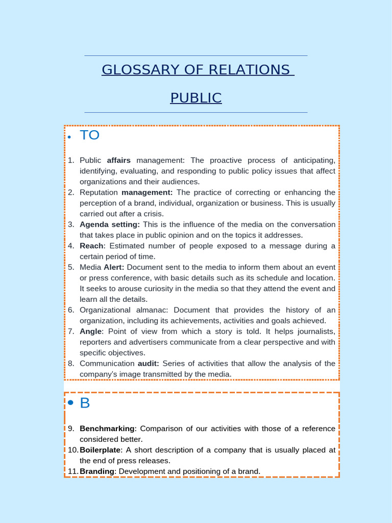 Glossary of Public Relations | PDF | Public Relations | Target Audience