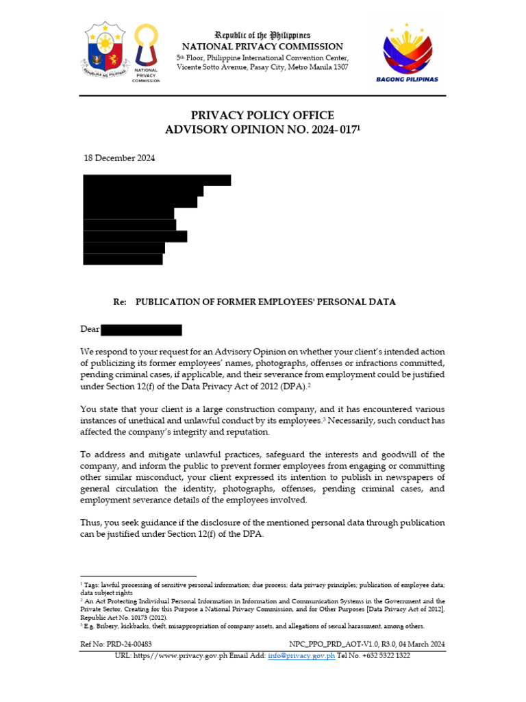 Advisory on Publishing Employee Data | PDF | Privacy | Crimes
