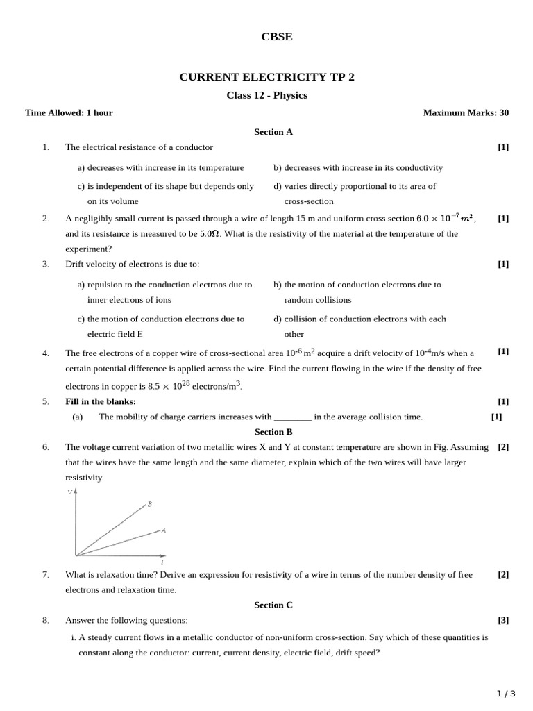 Current Electricity TP 2 (Ohm - S Law and Drift of Electrons and The ...