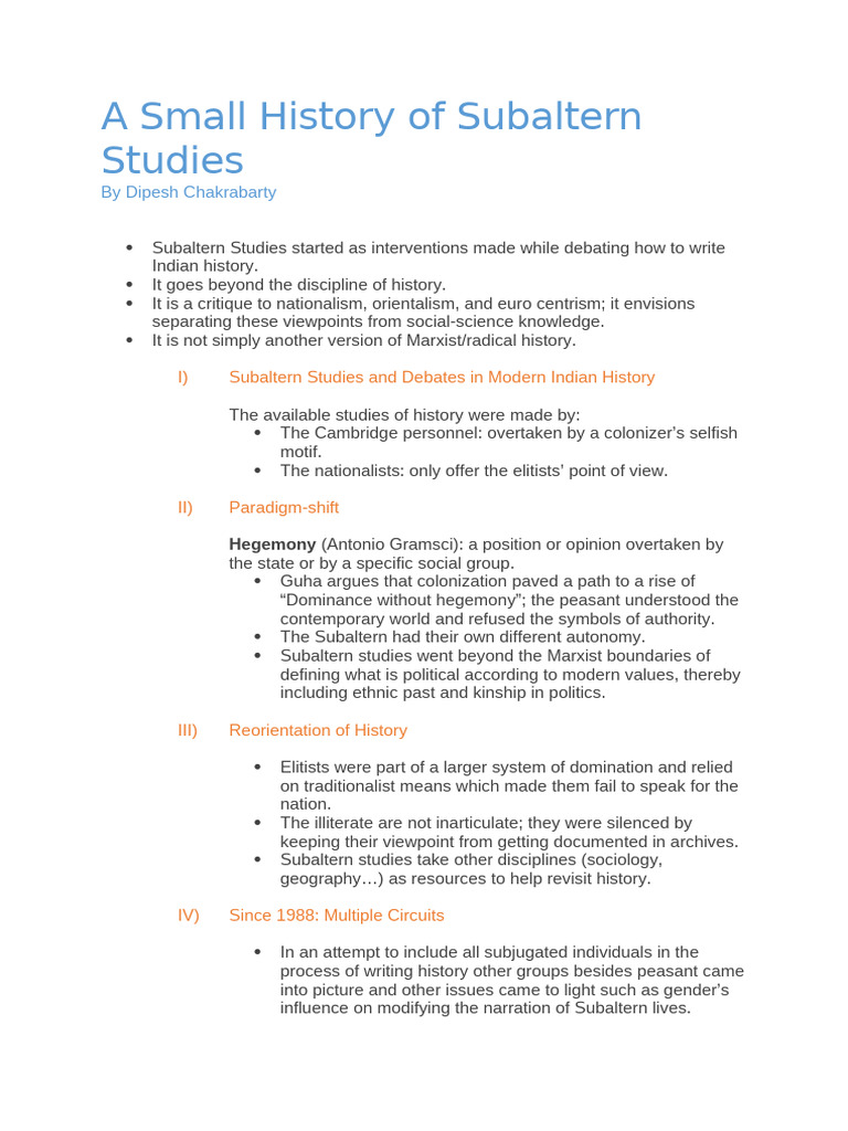 A Small History of Subaltern Studies | PDF | Liberal Arts Education | Political Science