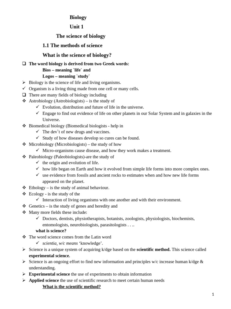 Introduction to Biology and Scientific Methods | PDF | Protein ...