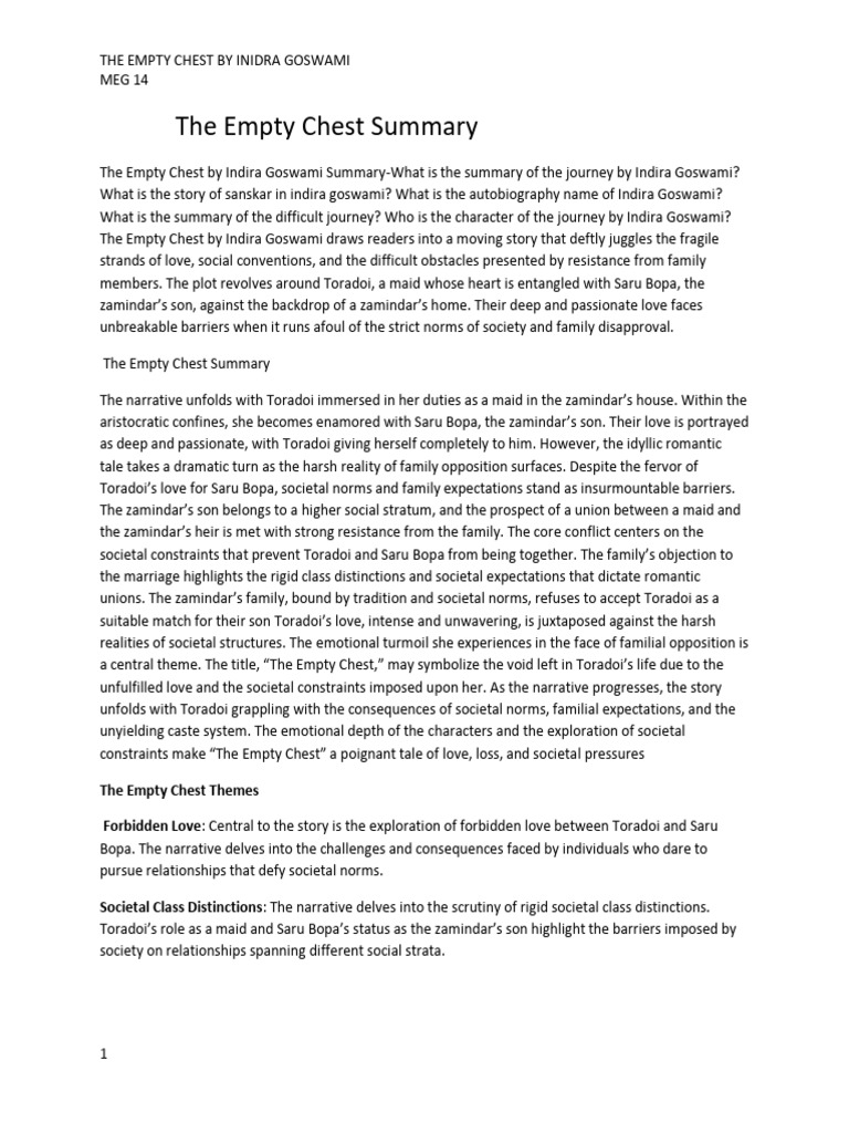 The Empty Chest Summary | PDF | Love | Social Psychology