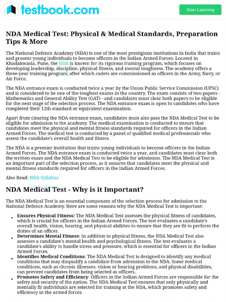 NDA Medical Test - Physical & Medical Standards, Preparation Tips ...