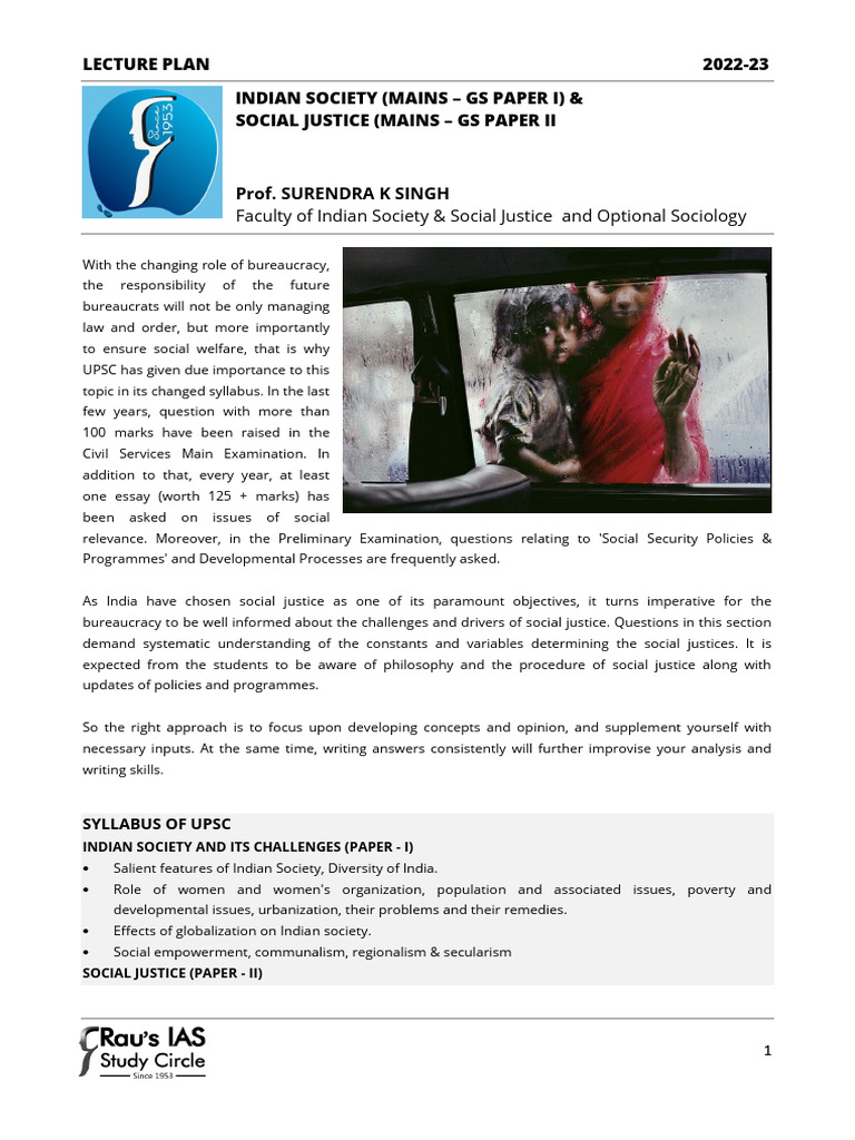 Indian Society & Social Justice by Surendra Singh - NCERT Lecture Plan | PDF | Social Justice ...