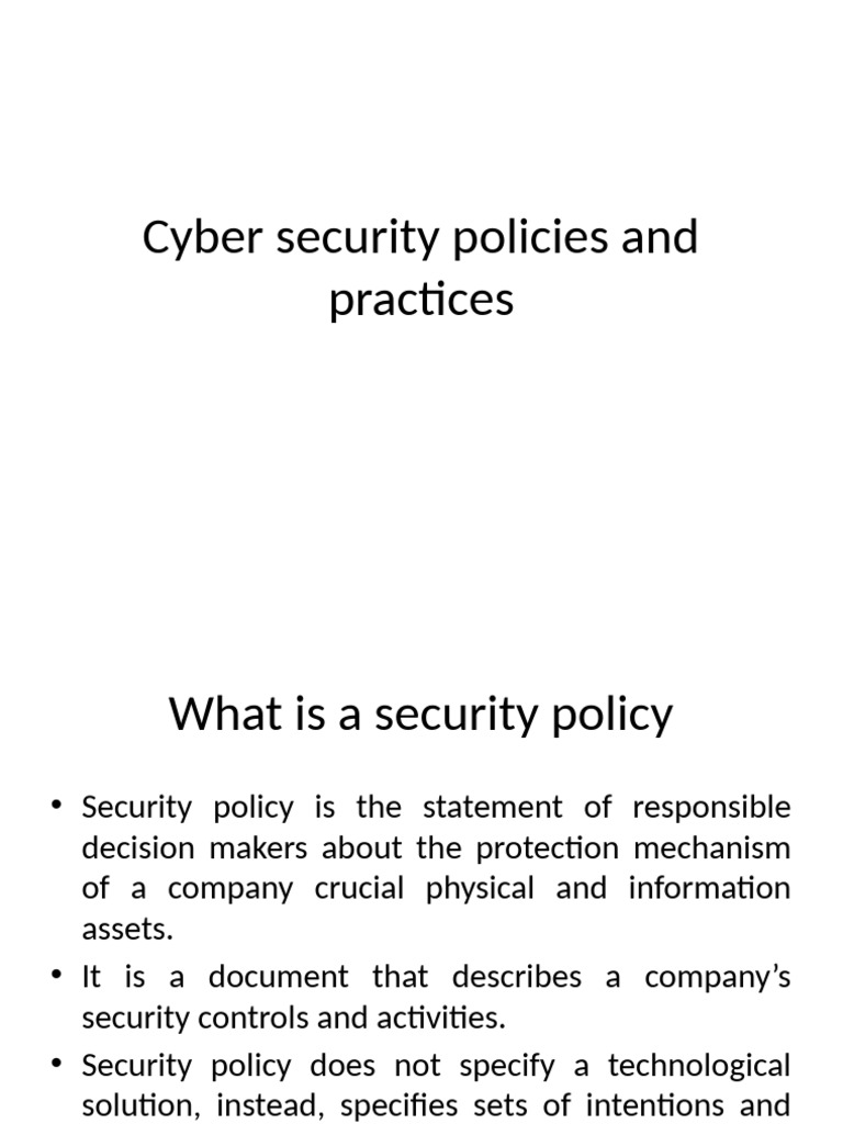 Cyber Security Policies and Practices | PDF | Security | Computer Security