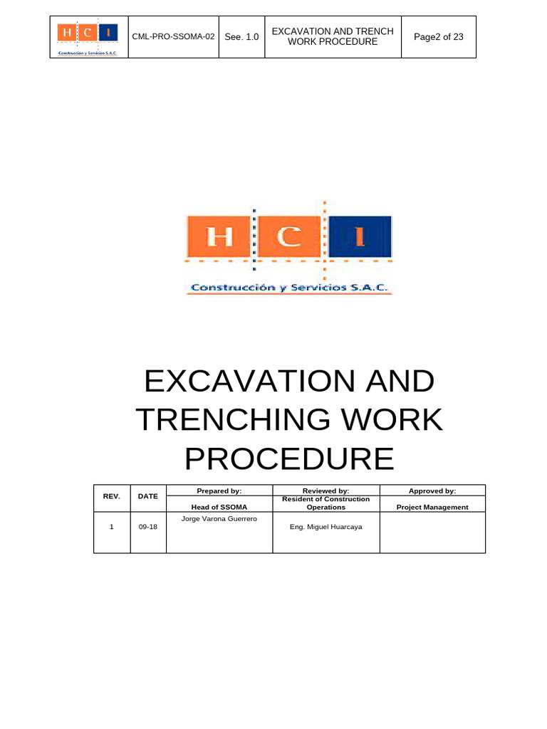 Trench Excavation Work Procedure | PDF | Trench | Clay