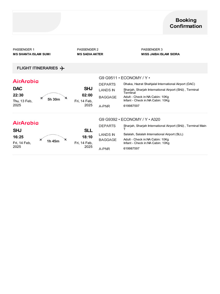 Air Ticket Format | PDF