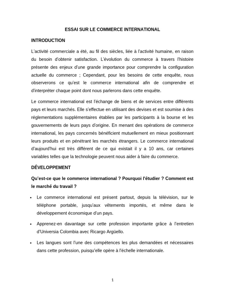 Comprendre le Commerce International | PDF | Commerce | Échange ...