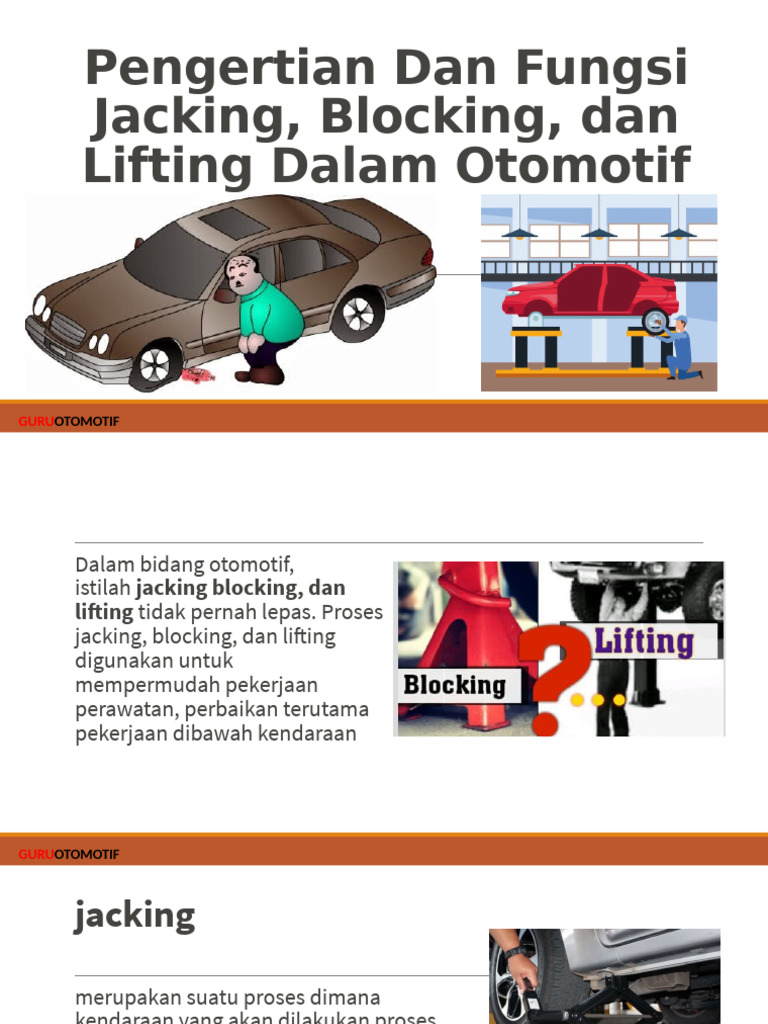 Jacking, Blocking, Lifting Otomotif | PDF