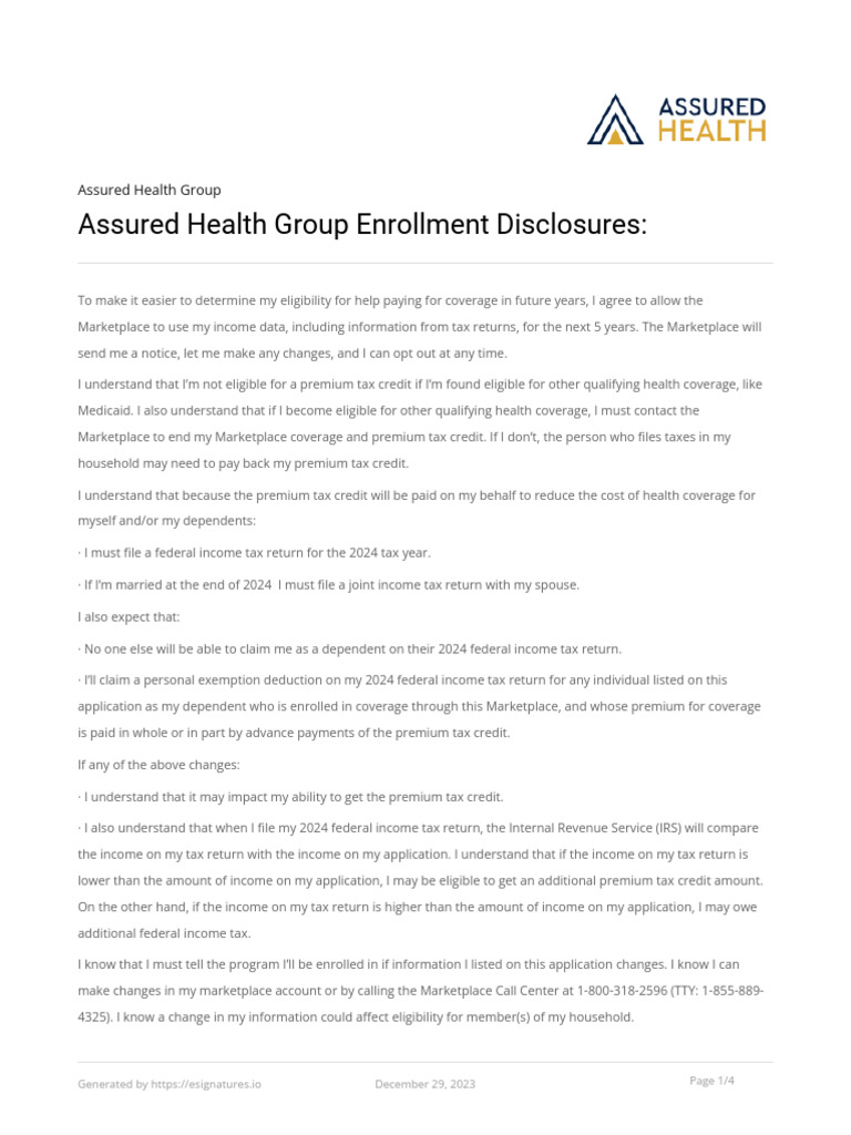 20231229153730-Utc - Signed-20231229-Assured Health Group Enrollment ...